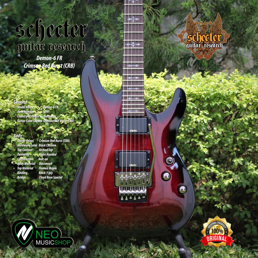 Schecter DEMON-6 FR CRB 6-String Electric Guitar with Floyd Rose – Neo ...