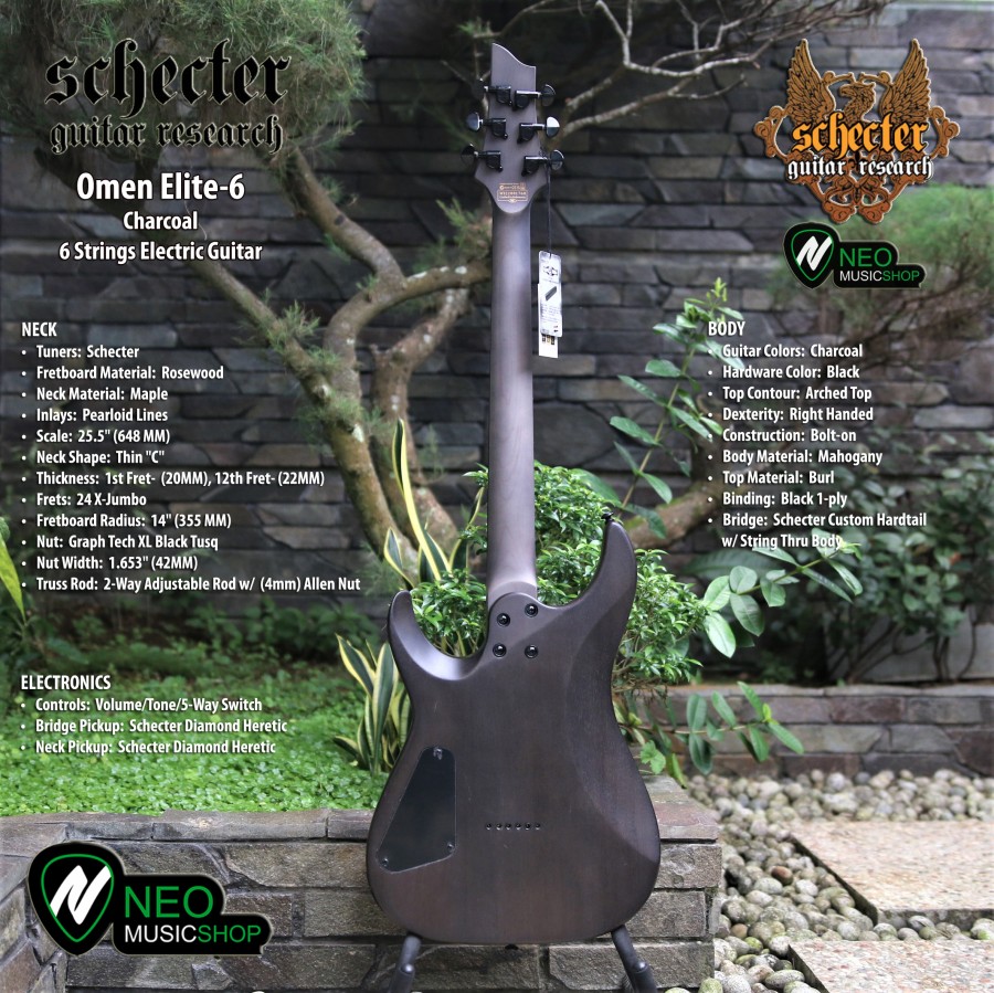 Schecter Omen Elite 6 Charcoal 6 Strings Electric Guitar – Neo Music