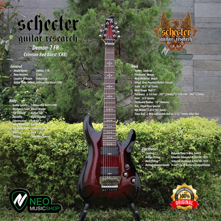 Schecter Demon-7 FR CRB 7 String Guitar with Floyd Rose Special – Neo Music