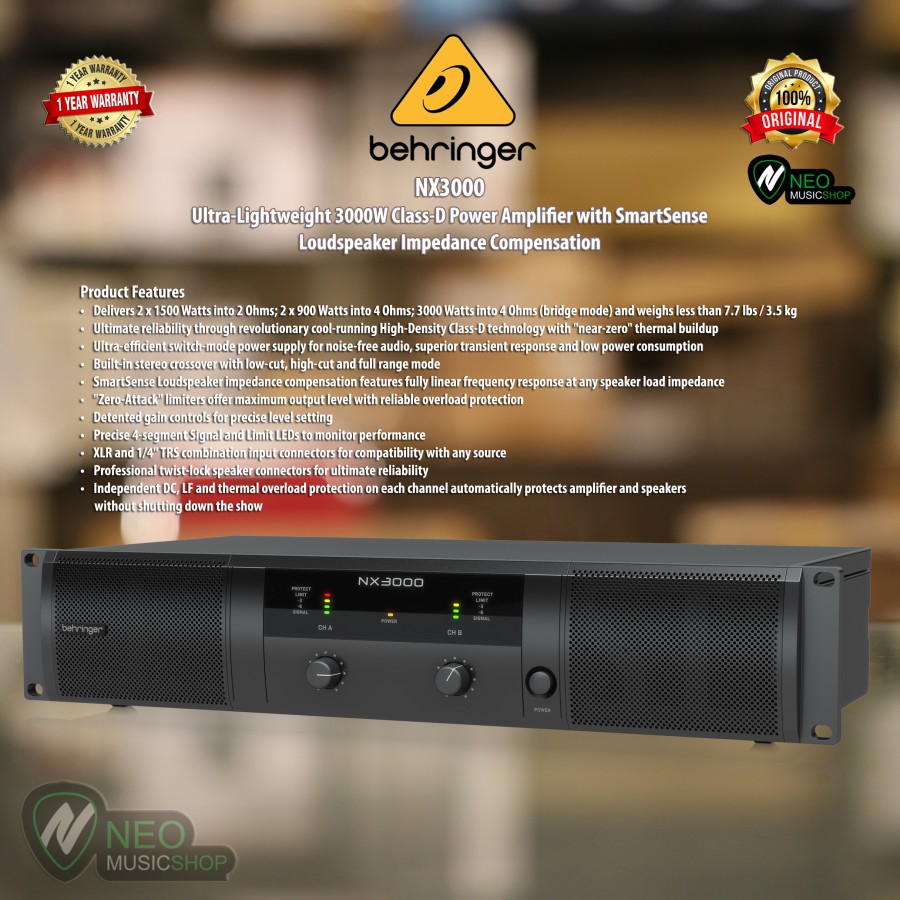 Behringer NX3000 Ultra-Lightweight 3000W Class-D Power Amplifier – Neo ...